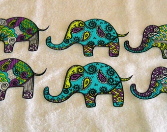 Fabric large ELEPHANT Appliques set of 6