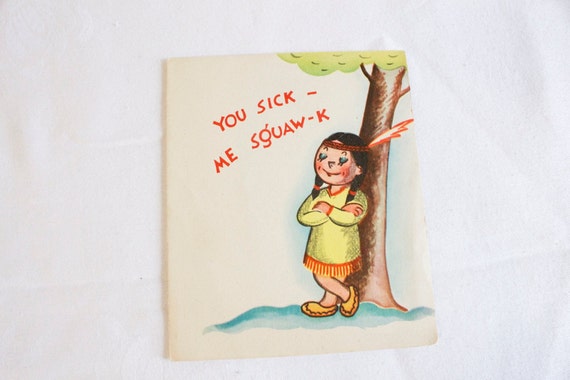 Items similar to Vintage 1950s Get well greeting card - Native American ...