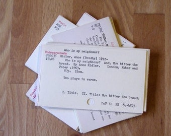 Popular items for card catalog cards on Etsy
