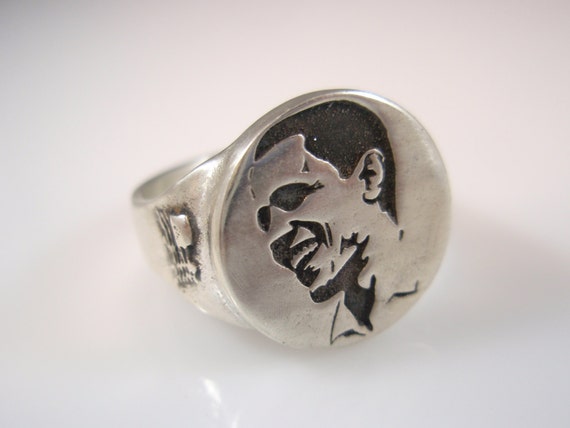 Barak Obama Portrait Sterling Silver 925 Ring by EZI ZINO