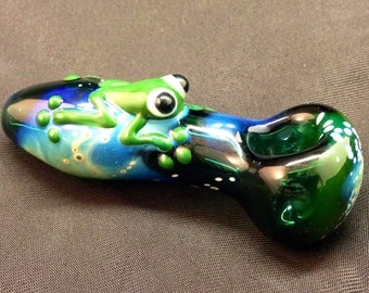 Frog Critter Hand Blown Glass Pipe