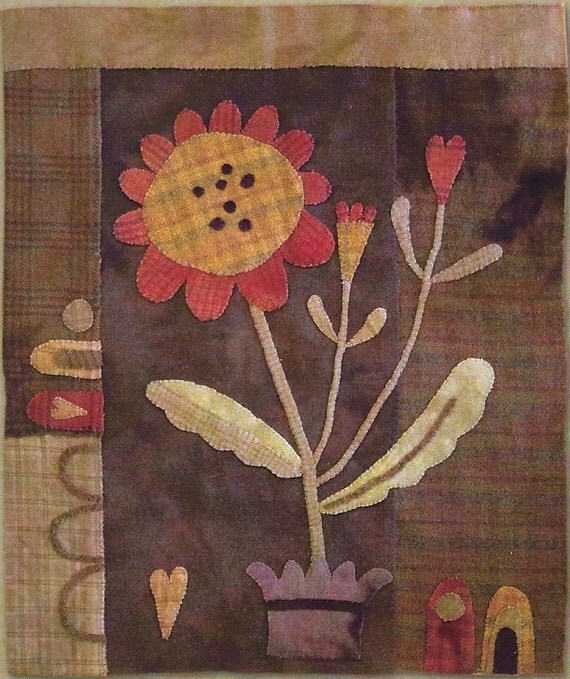 Primitive Folk Art Wool Applique Pattern: by PrimFolkArtShop