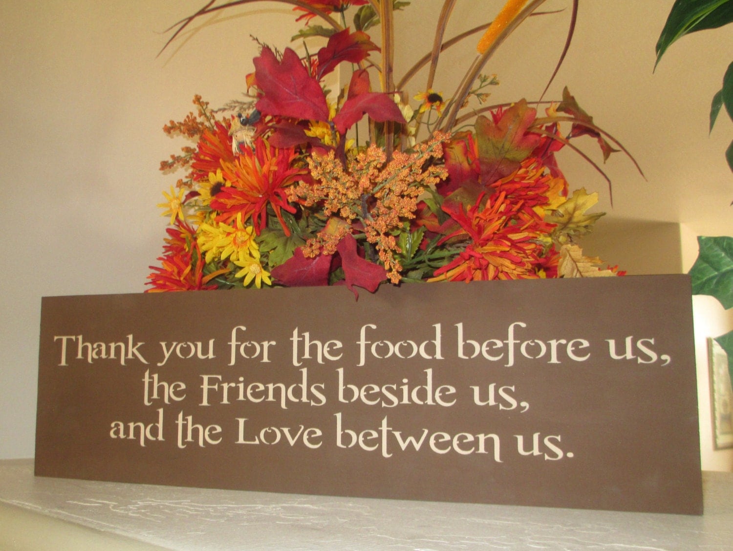 Thank you for the food before us etc. Sign Thanksgiving