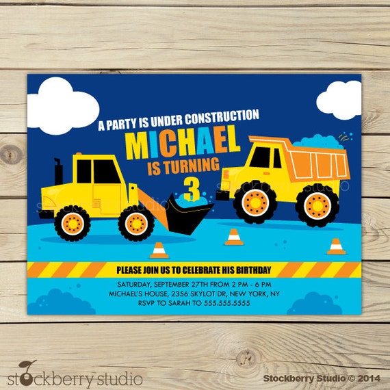 Items Similar To Construction Truck Birthday Invitation Printable