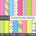 Bright Digital Paper Tutti Frutti Digital Scrapbook Paper