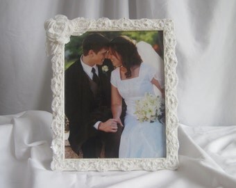 8 x 10 Crochet Beaded Edged Wedding Photo Frame
