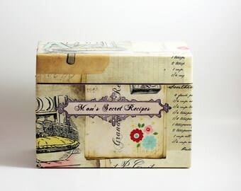 Vintage Style Personalized Handmade Recipe Box - for 4 x 6 Recipe Cards ...