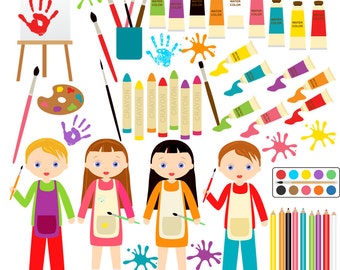 Clipart paint strokes smear banners. Digital hand painted oil