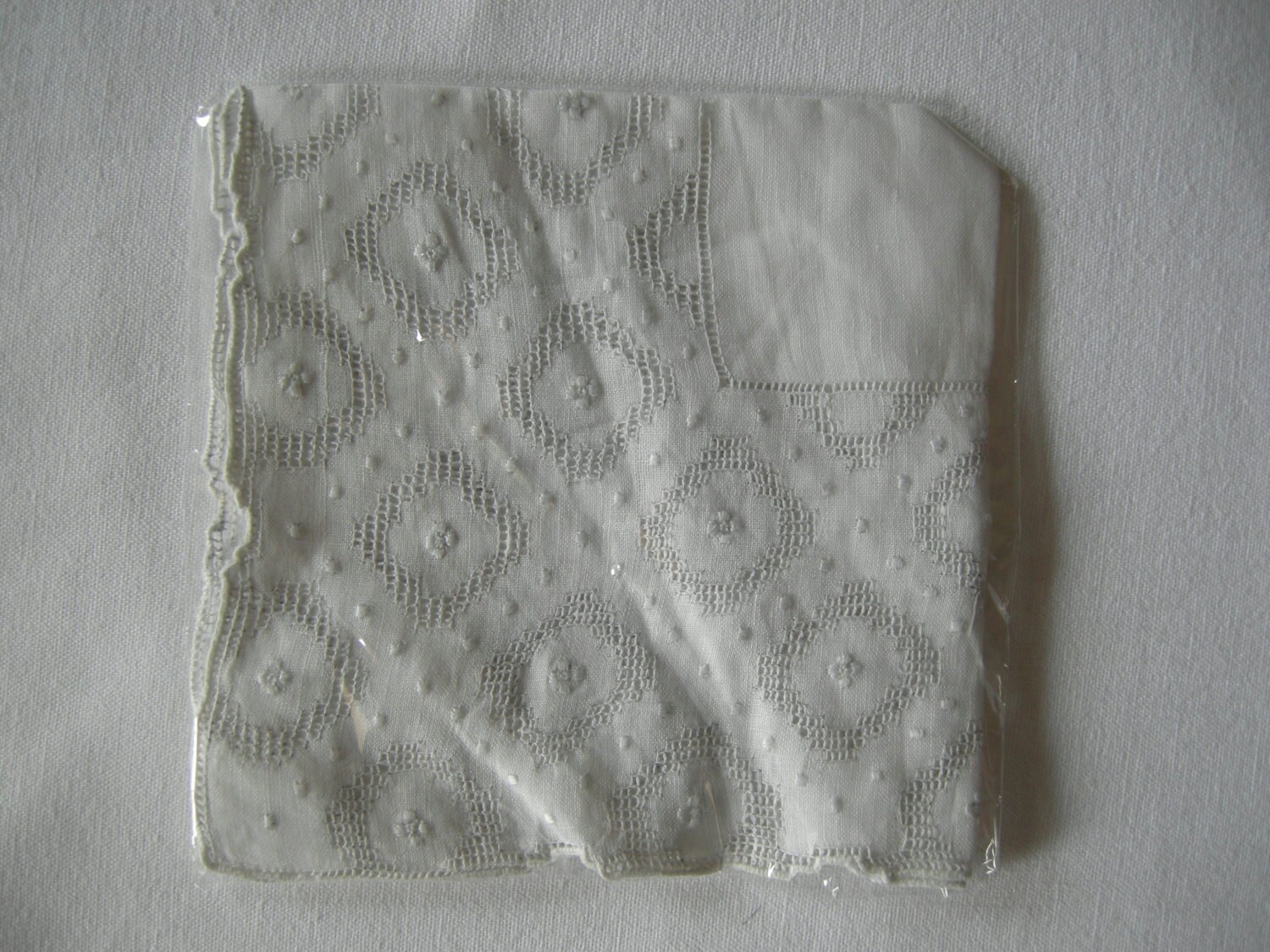 German Vintage White Cotton White Work Embroidery Handkerchief – Haute ...