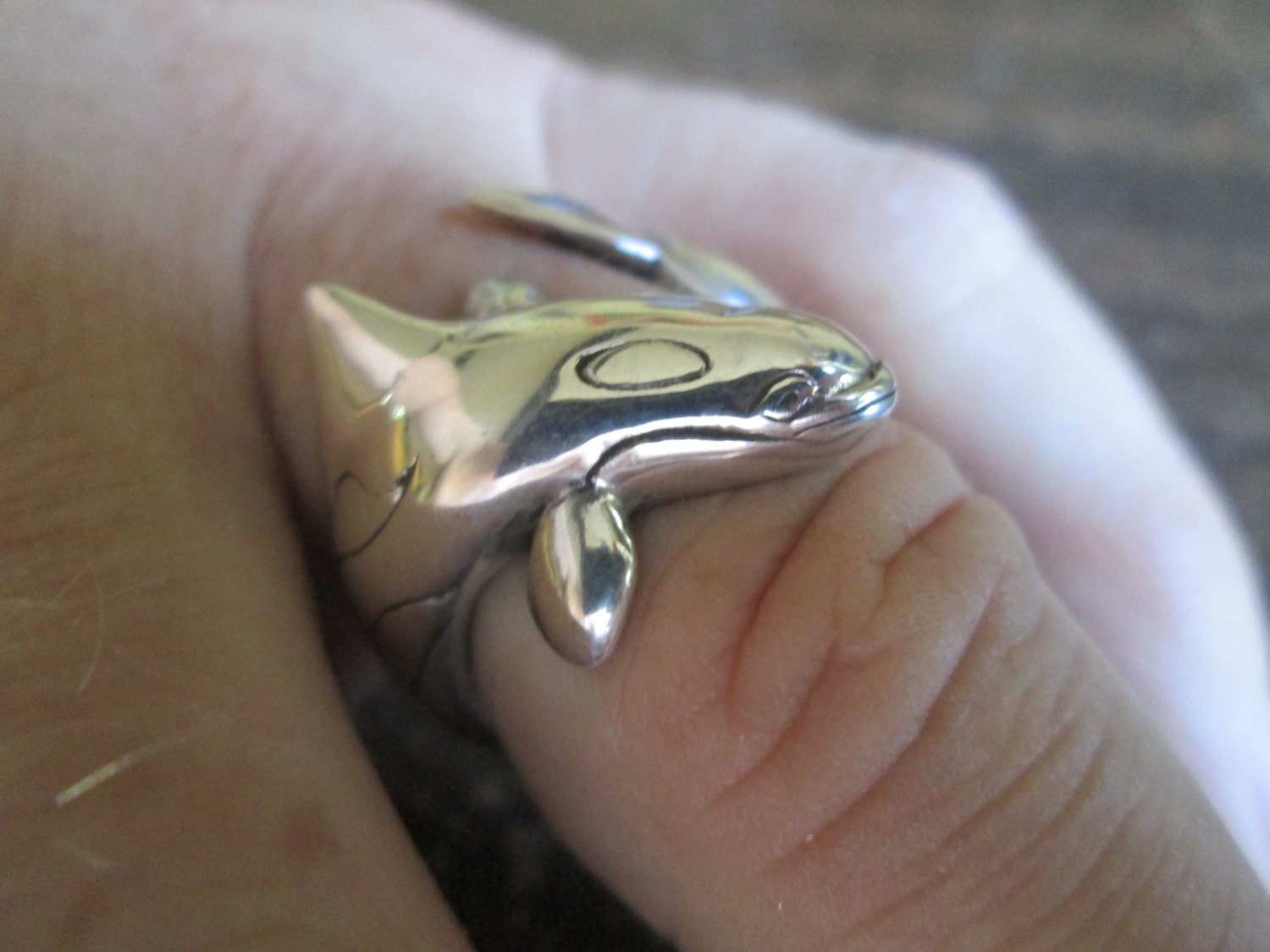 Sterling Silver Large Orca Whale Ring On Sale Sizes 6-11