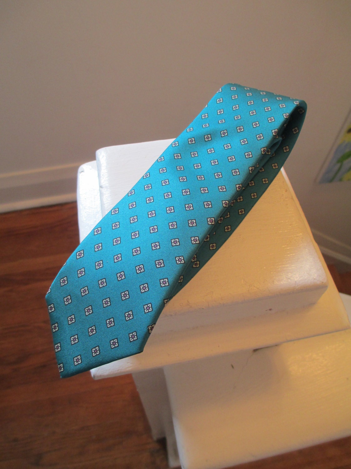 CLEARANCE SALE Turquoise Silk Skinny Tie – 80s mod – long – green ...