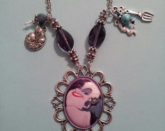 Ursula Necklace Charm Necklace Vintage Look Disney Necklace Villain ...