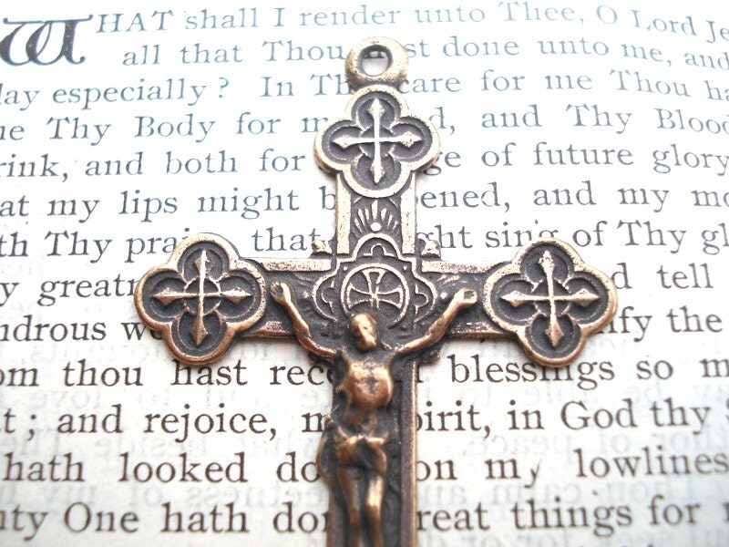 Large Crucifix 2 Bronze Vintage Replica Made in