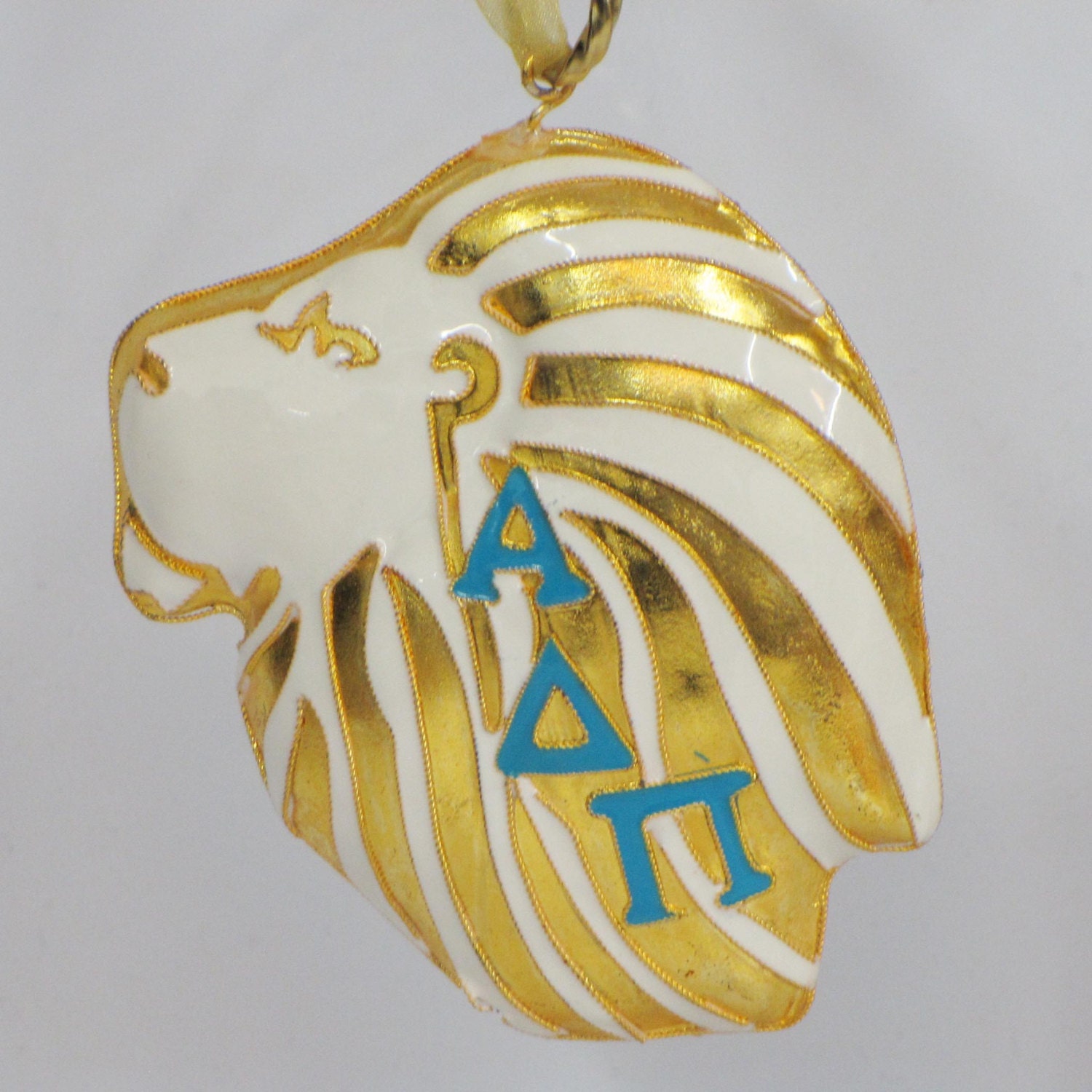 Alpha Delta Pi Lion Mascot Cloisonne Ornament with 24k gold