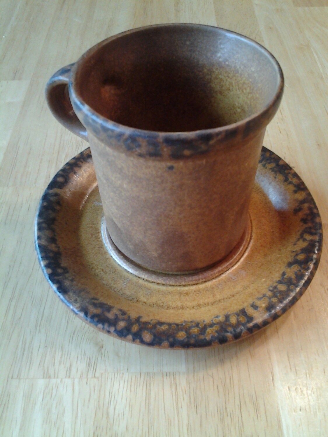 McCoy Pottery Canyon Mesa Serving Mug and Saucer Brown and Gold Colors ...