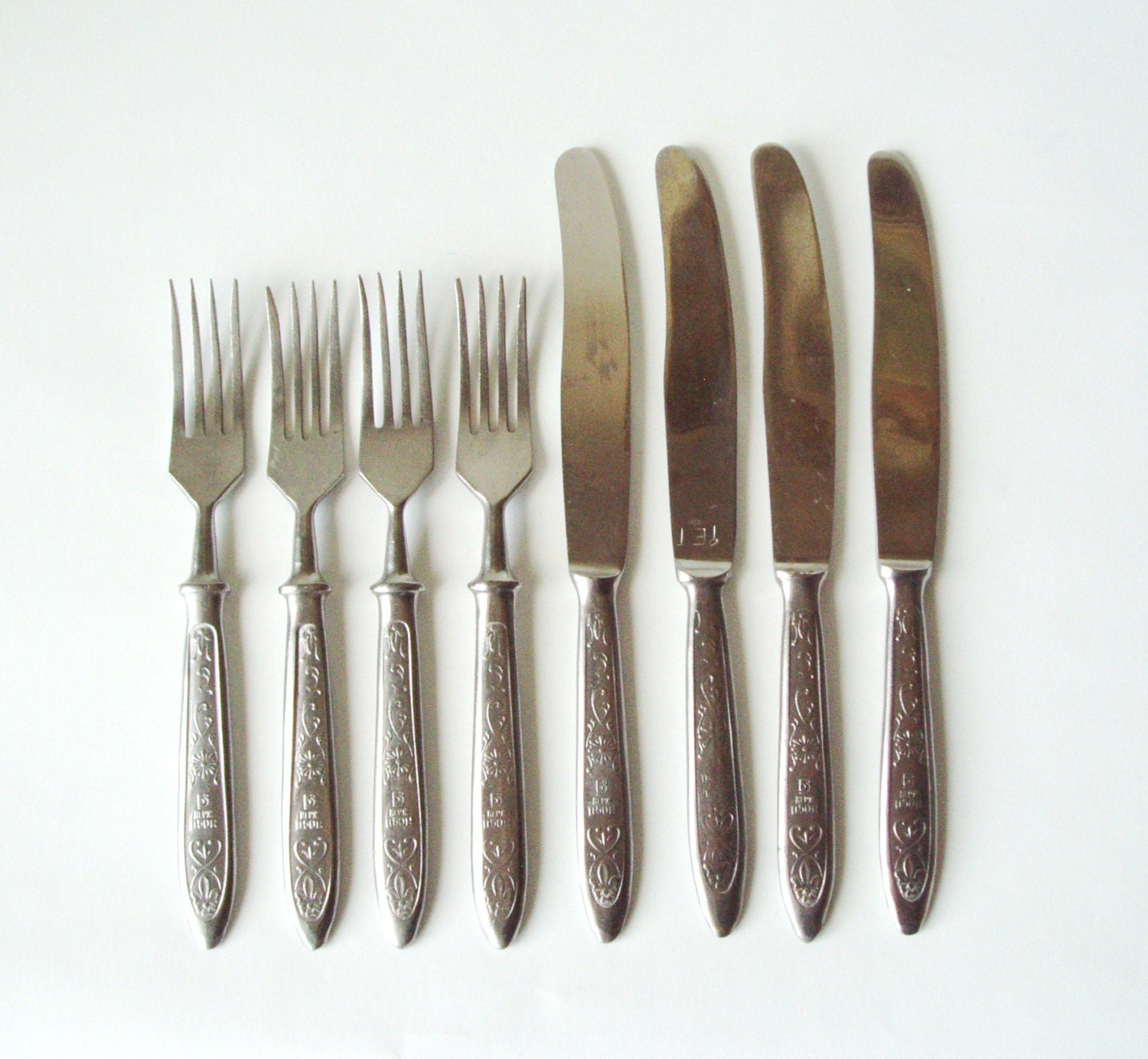 Cutlery Set of 8 Vintage Russian Knives and Forks Soviet USSR