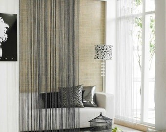 white with silver metallic thread curtain