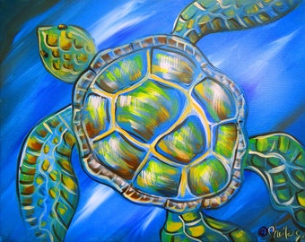 Hand Painted Turtle Mirror Beach Turtle Mirror Beach Decor