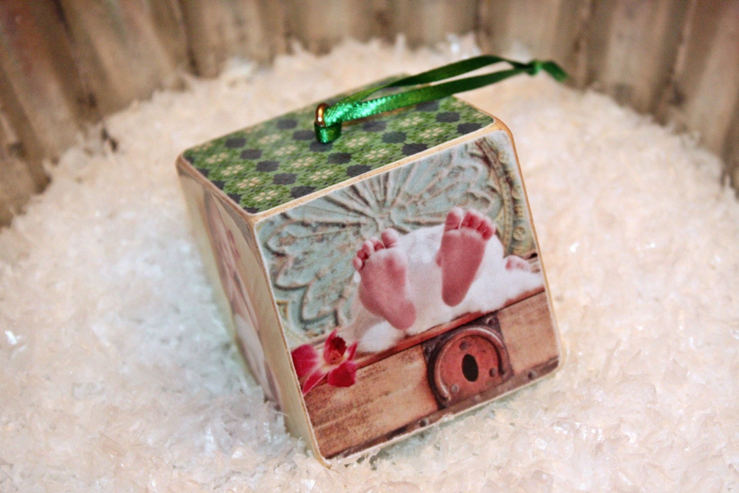 Custom Wooden Photo Block Ornament by BumblebeeBlocks on Etsy