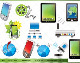 Technology Clip Art Graphics / Computer / Cell Phone / For Scrapbooking ...