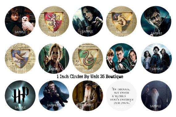 Items similar to NEW Harry Potter 1 inch circle digital collage sheet ...