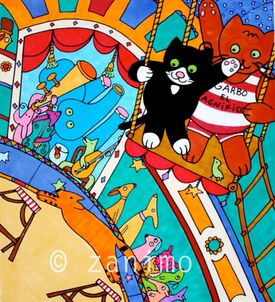 Items similar to Gofrette the cat print from the original Gofrette ...