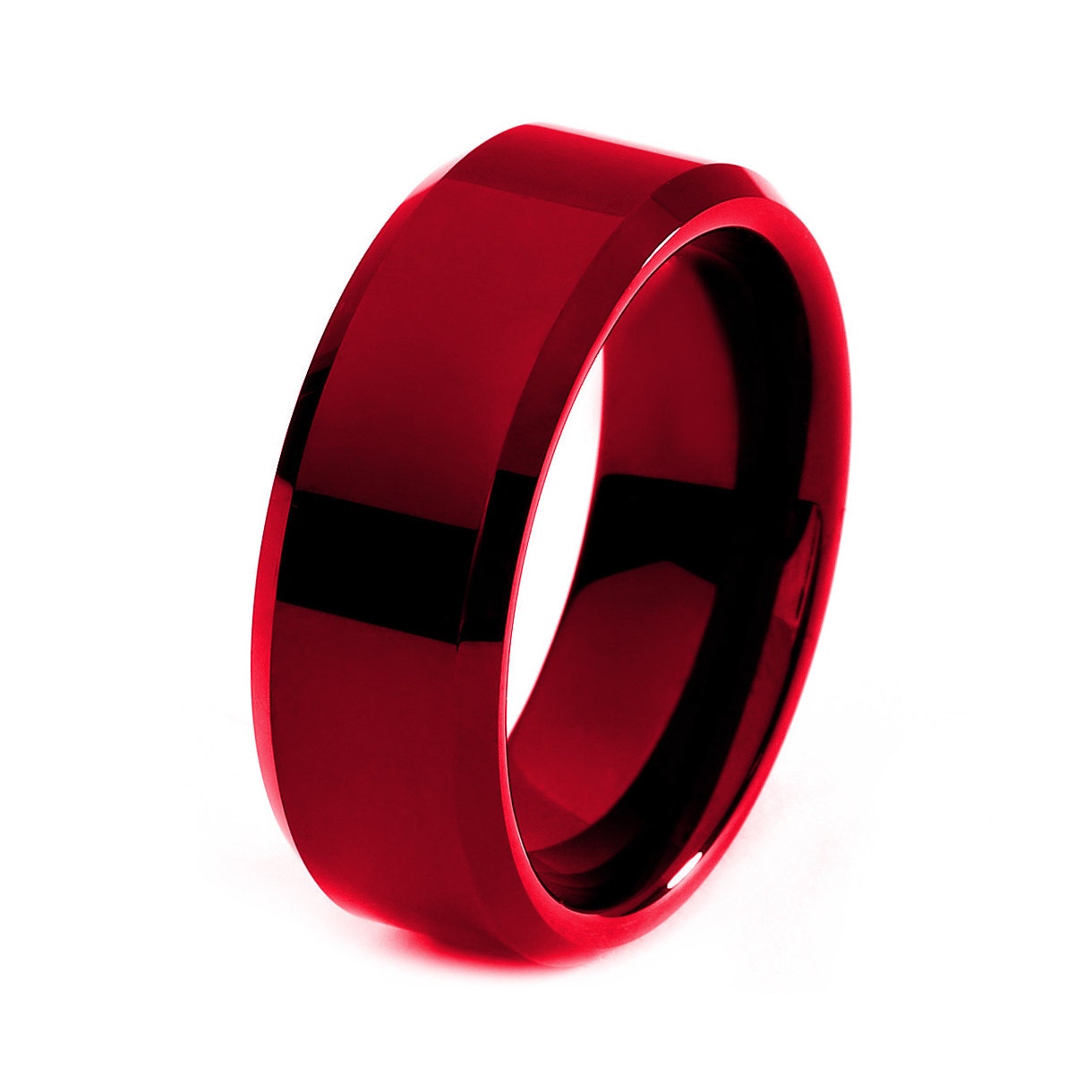 Red Titanium Ring Red Men Titanium Rings Red by GiftFlavors