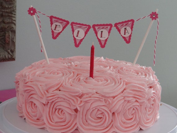 Items similar to Beautiful personalized cake banner with name pennant ...