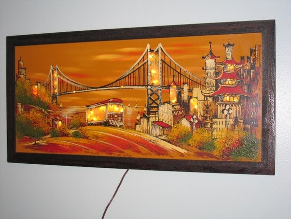 Ashbrook Studios San Francisco Light Up Painting Mid Century