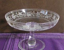 Unique etched glass compote related items | Etsy