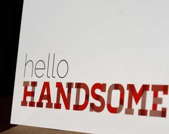 Popular items for hello handsome card on Etsy