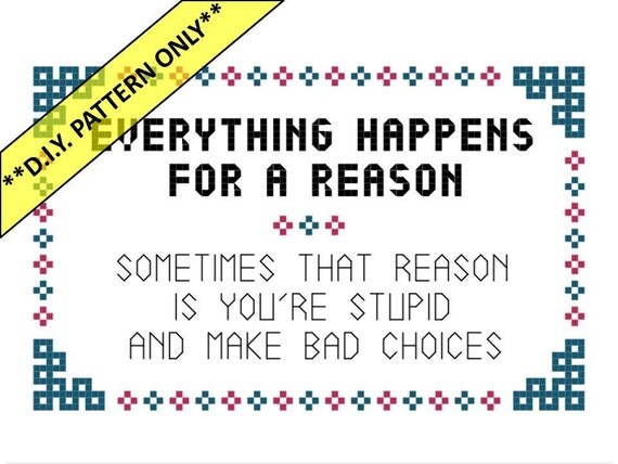 Bad Choices DIY PATTERN PDF by TheNaughtyNeedle on Etsy