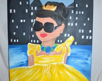 princess acrylic painting, girls nursery painting, girls bedroom ...
