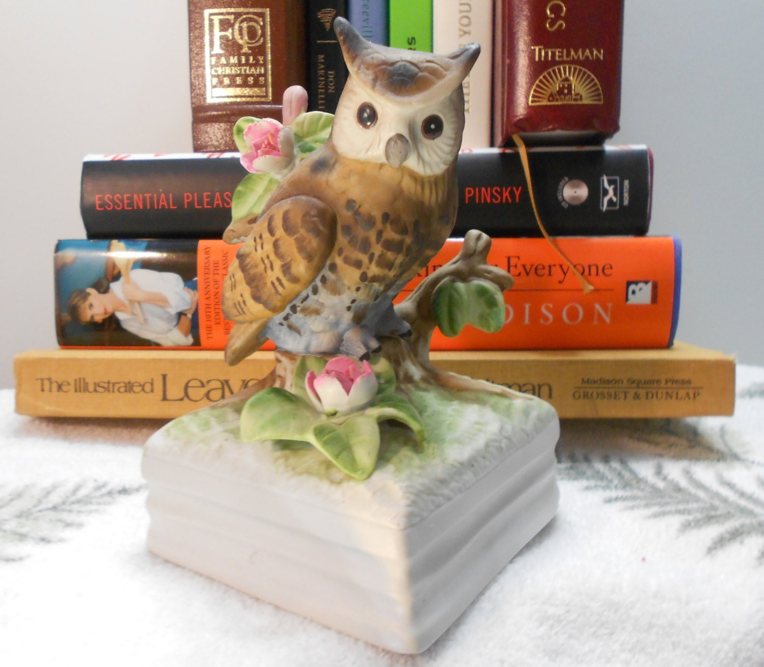 Floral Owl Music Box by Gorham Vintage Item Made in Korea