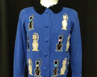 Women's Cat Sweater, Crazy Cat Lady Sweater, Berek 2 (Size: Small), Cat ...