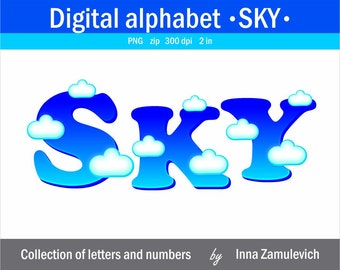 Digital download. Digital alphabet clipart. Alphabet and numbers clip ...