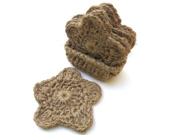 Crochet rustic coaster autumn fall decor set of 4 or 6 with coaster ...