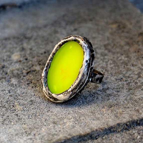 NEON oval ring intense color ring statement ring adjustable