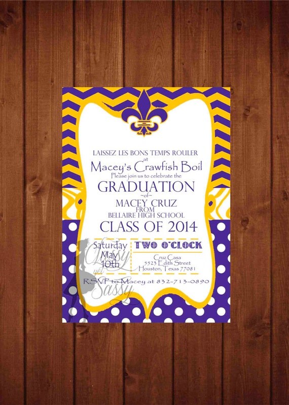 Items similar to LSU Graduation Louisiana Graduation Invitation Digital ...