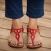 Red Leather Sandals Red Sandals Flat Sandals Summer Shoes