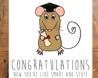 Rat Graduation Card cute rat, mouse graduating with hat and scroll ...