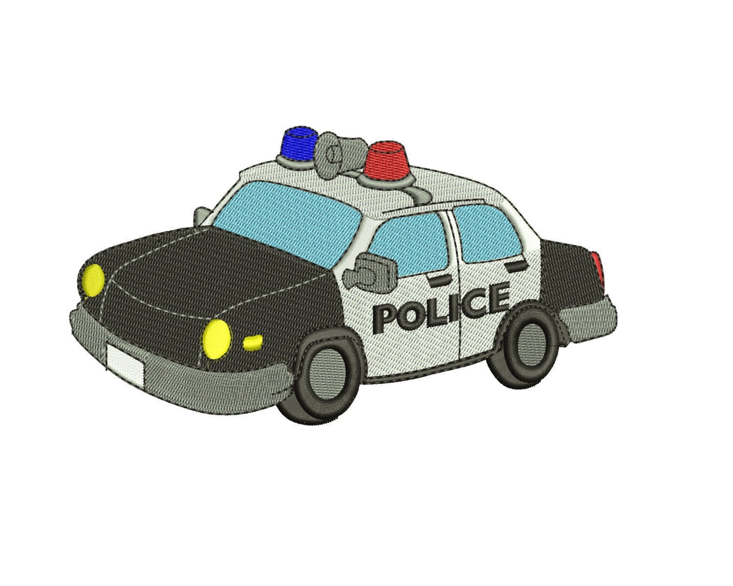 Police Car Filled Machine Embroidery Digitized Design Cute