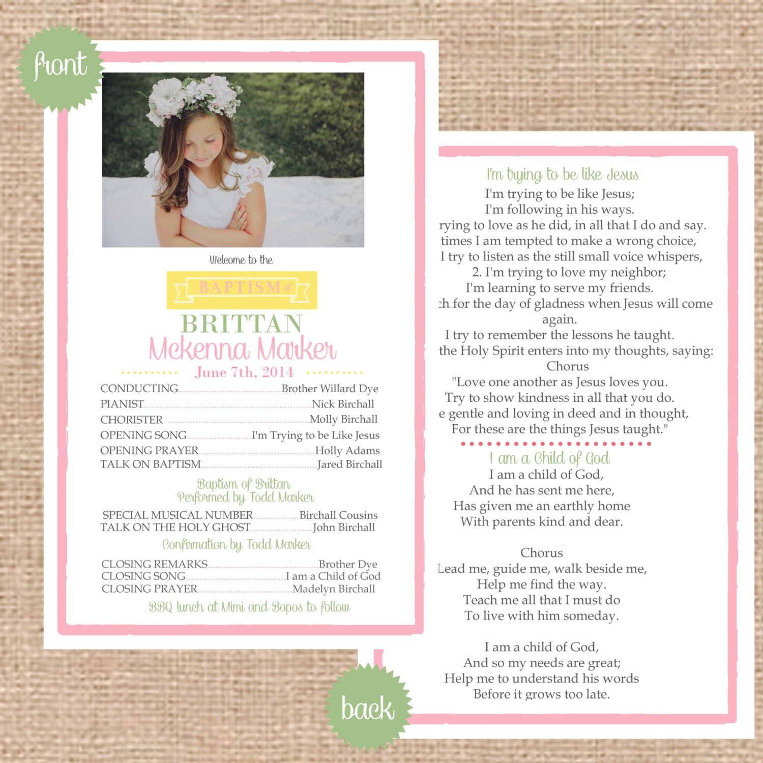 Lds Baptism Program Template Word
