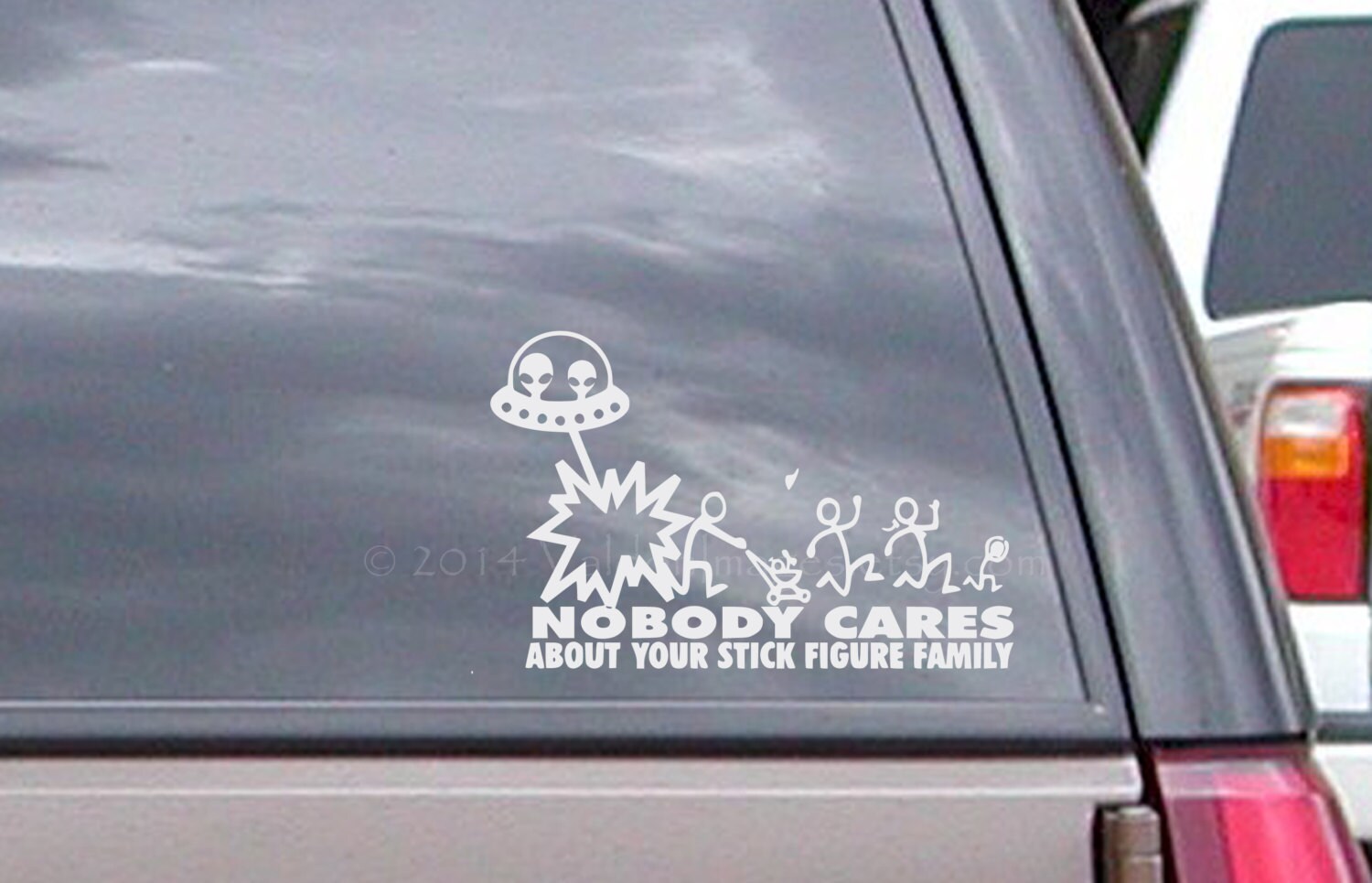 Alien Martians zap your stick figure family car by ValdonImages