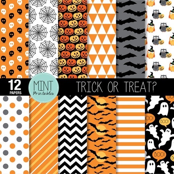 Halloween Scrapbooking Paper Digital Paper Patterned Paper