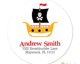 Pirate address label | Etsy