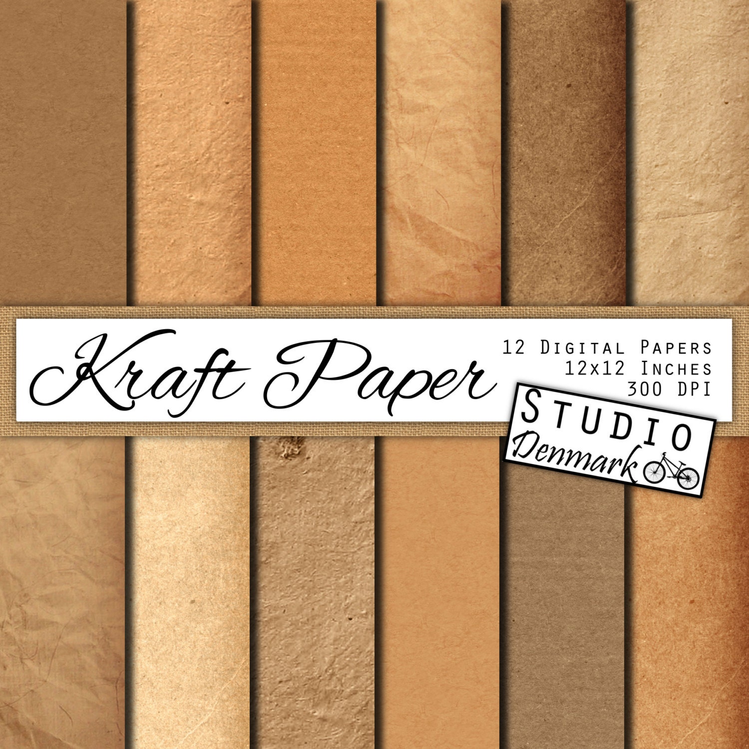 Kraft Digital Paper – 12 Designs, Natural Shades of Brown – Commercial ...