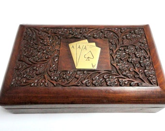 Wooden Card Game Box/Poker Box/playing cards case/holder for deck of ...