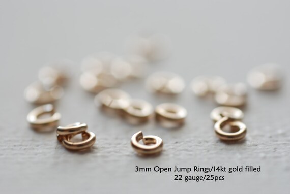 3mm Open Jump Rings 14kt gold filled 22 gauge by VermeilSupplies