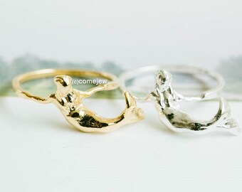 Hammered Little Mermaid ring,jewelry,ring,unique ring,womens ring,rose ...